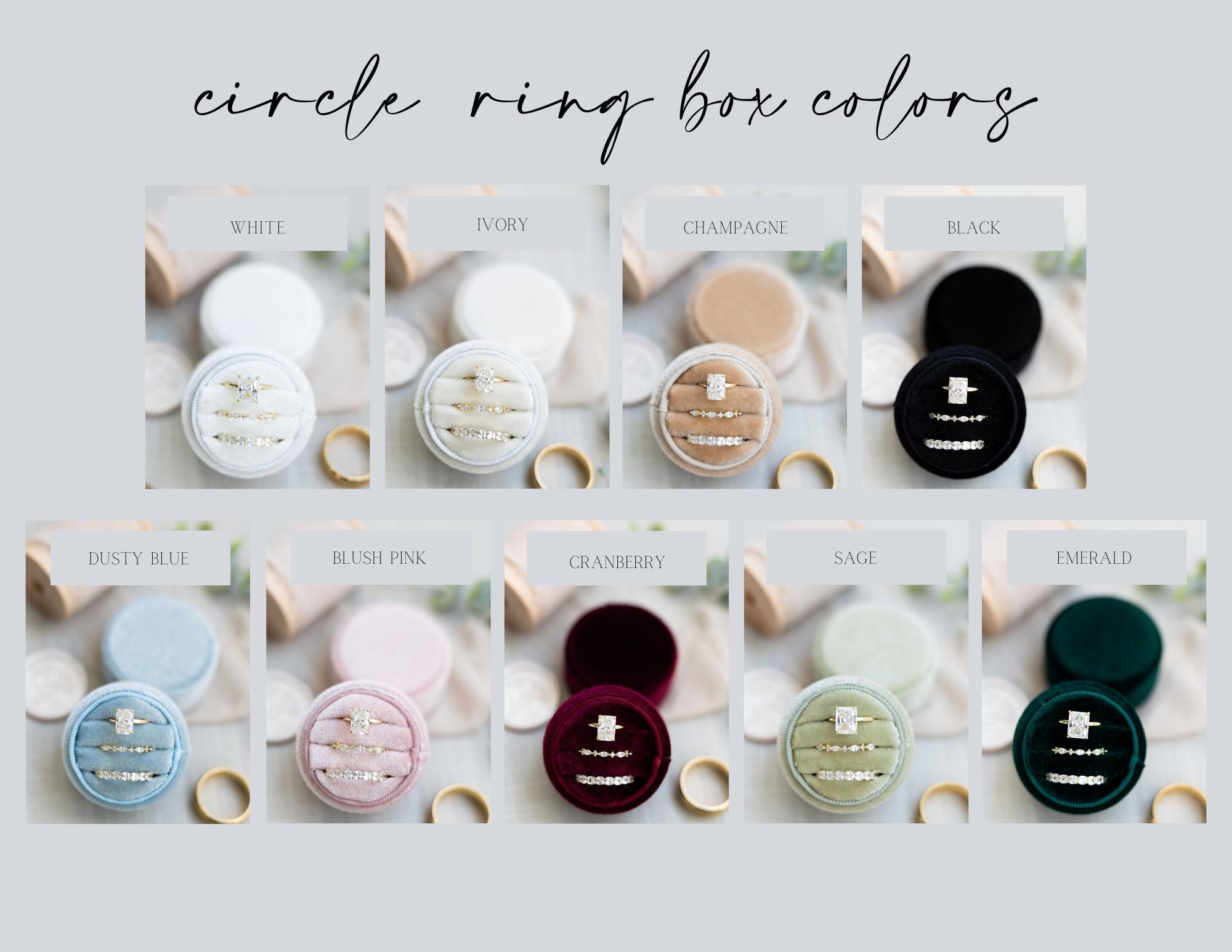 Triple Slot Circle Velvet Ring Box | Custom Wedding Ring Box ...