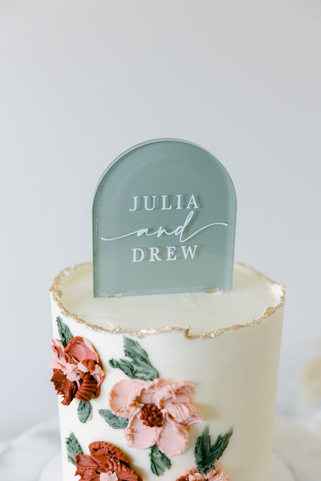 Painted Acrylic Arch Cake Topper With Raised Text | Personalized ...