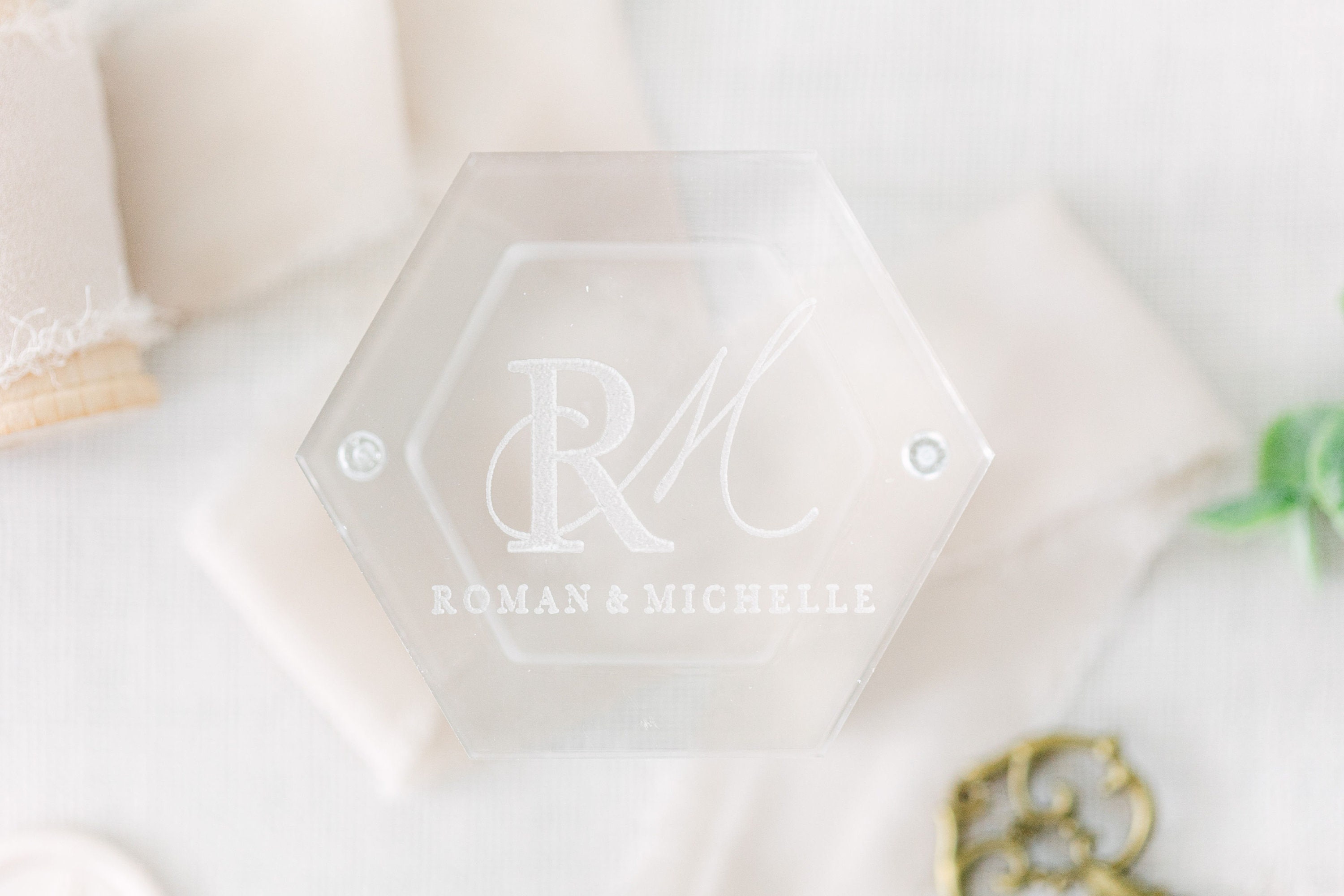 Engraved Acrylic Ring Box | Personalized Wedding Ring Box | Hexagon ...
