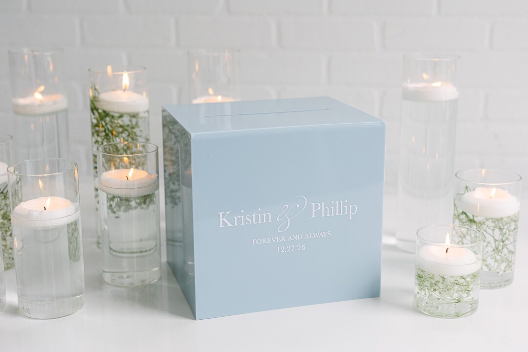 Acrylic Card Box With Lock + Key | Personalized Raised Text Card Box ...