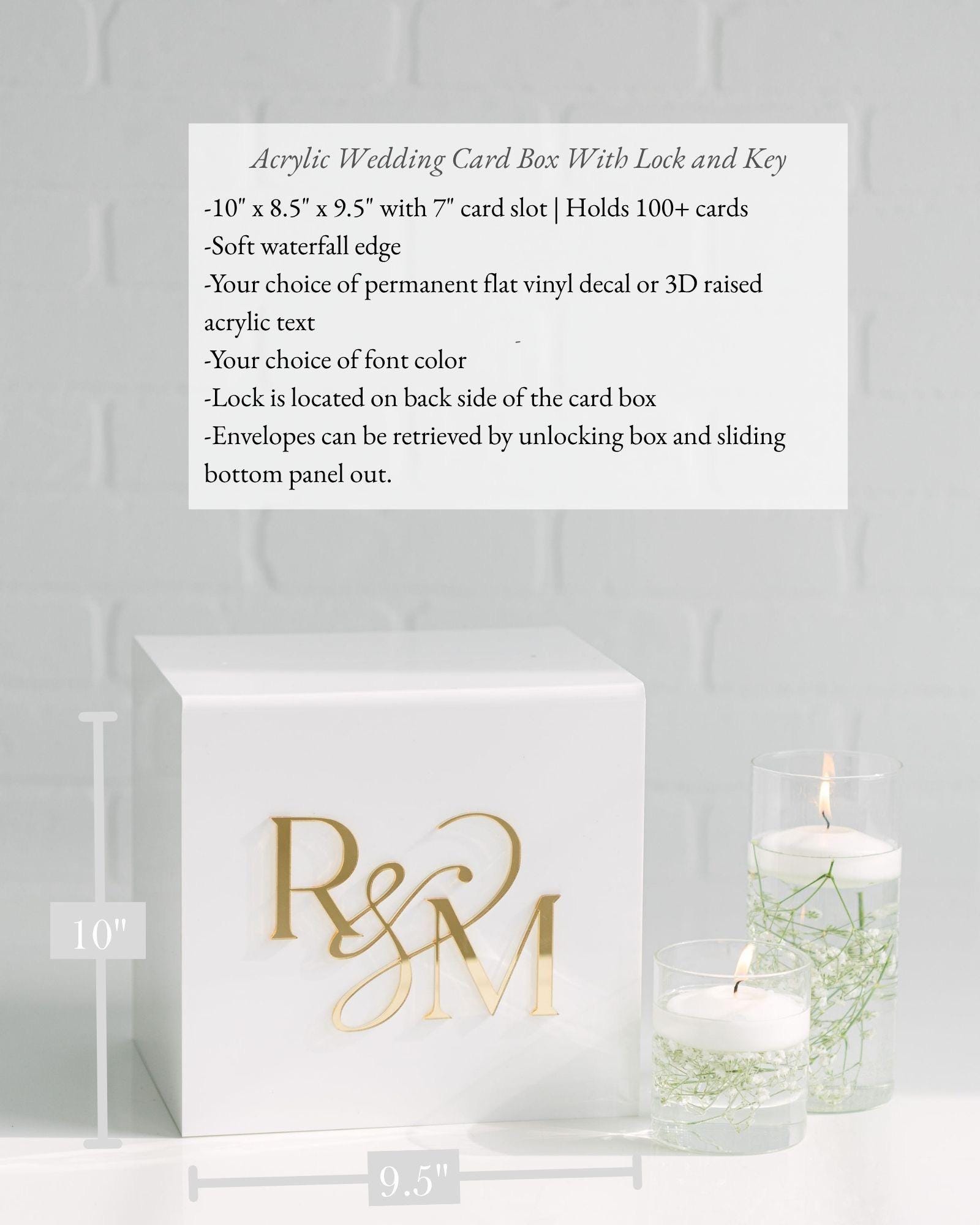 Acrylic Card Box With Lock and Key | Personalized Raised Text Card Box ...