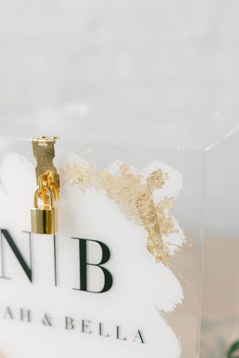 Foil Painted Lock and Key Personalized Acrylic Card Box I - Etsy