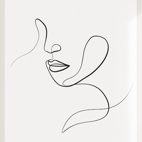 Single Line Face Art Print Minimalist Woman Line Drawing Etsy