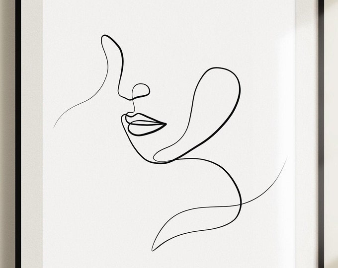 Single Line Face Art Print Minimalist Woman Line Drawing - Etsy