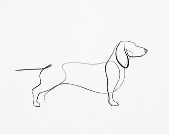 Teckel lijn print | Etsy Nederland