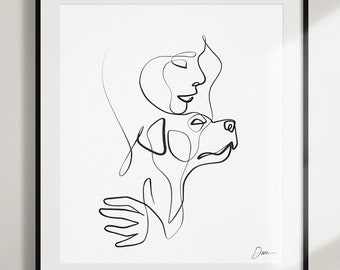 DOG MOM GIFTS Large Dog Wall Minimalist Line Art Print by - Etsy