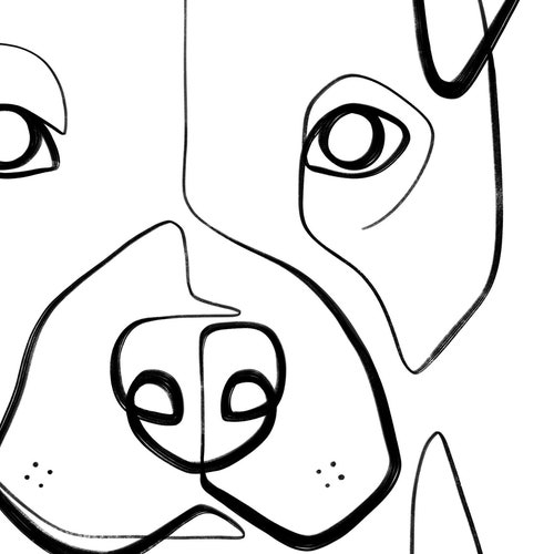 Pit Bull Print Pitbull Art Single Line Drawing Black and - Etsy