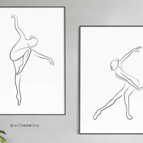 Ballerina Line Art Drawing Minimalist Line Art Printable | Etsy