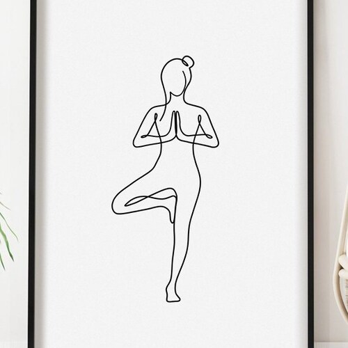Yoga Print Printable Line Art Yoga Abstract Art Yoga Gift - Etsy