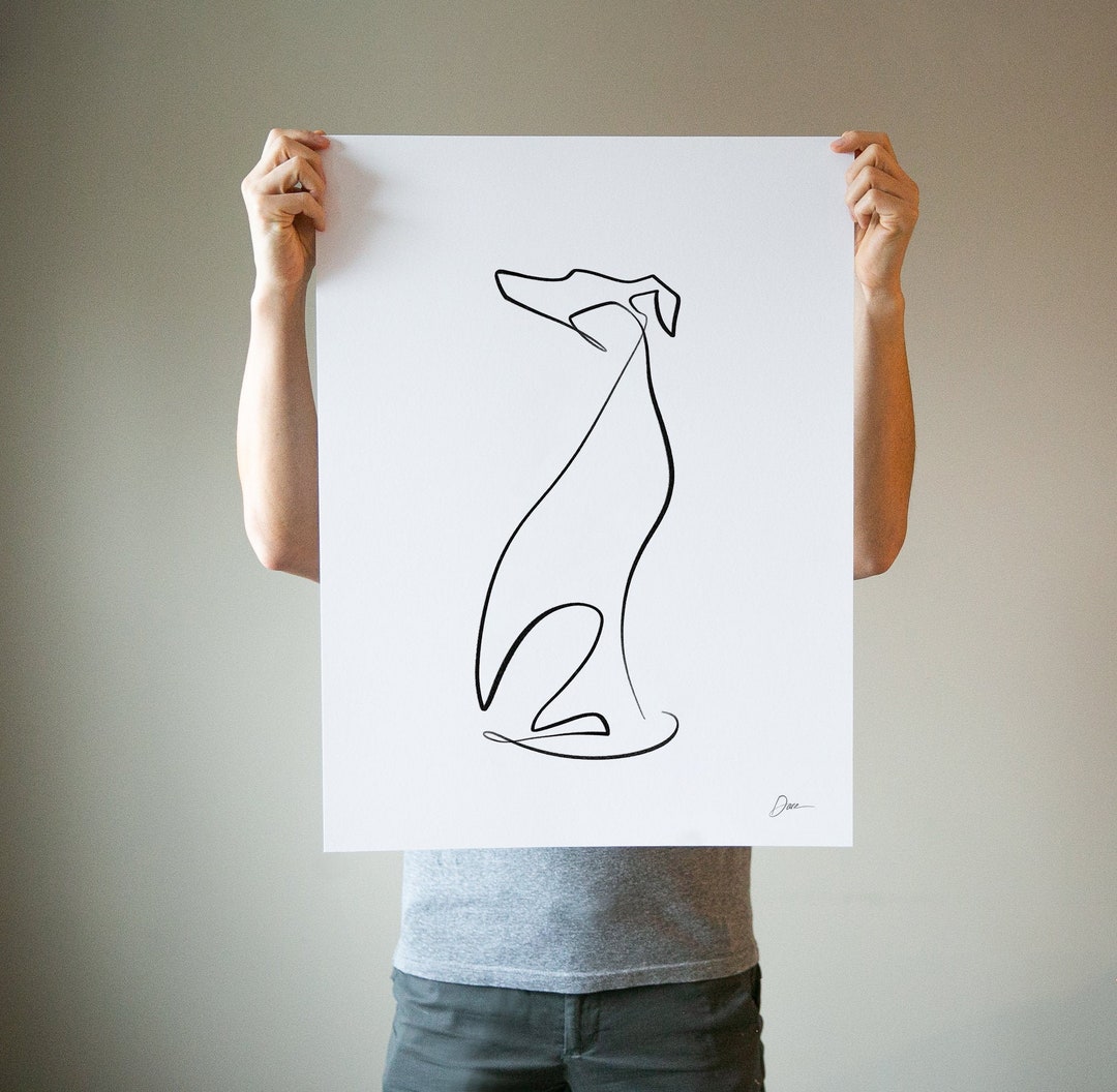 WHIPPET GREYHOUND Dog Print Italian Greyhound Fine Art With One Line ...