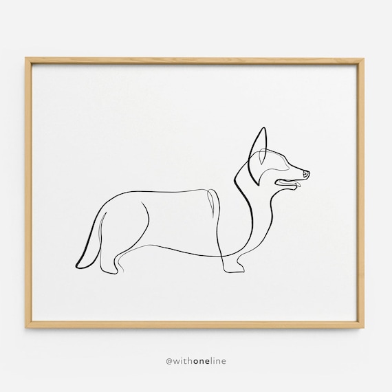 Art & Collectibles Digital Prints Prints Corgi One Line Art Print etna ...