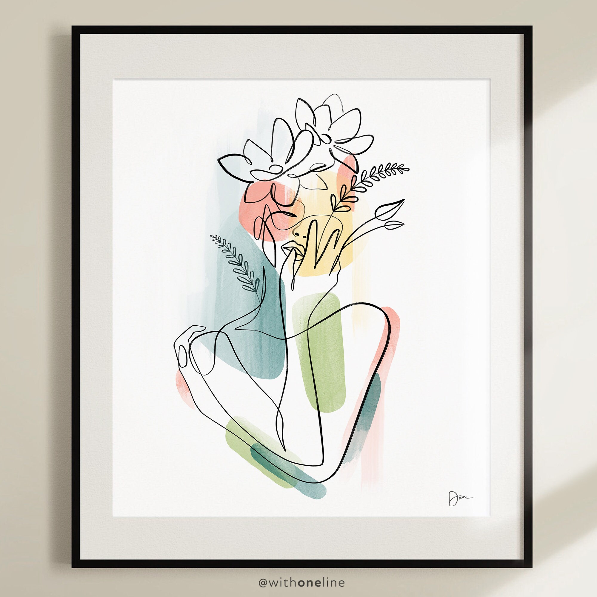 Plant Lady Female Line Drawing Boho Line Art Botanical Naked - Etsy