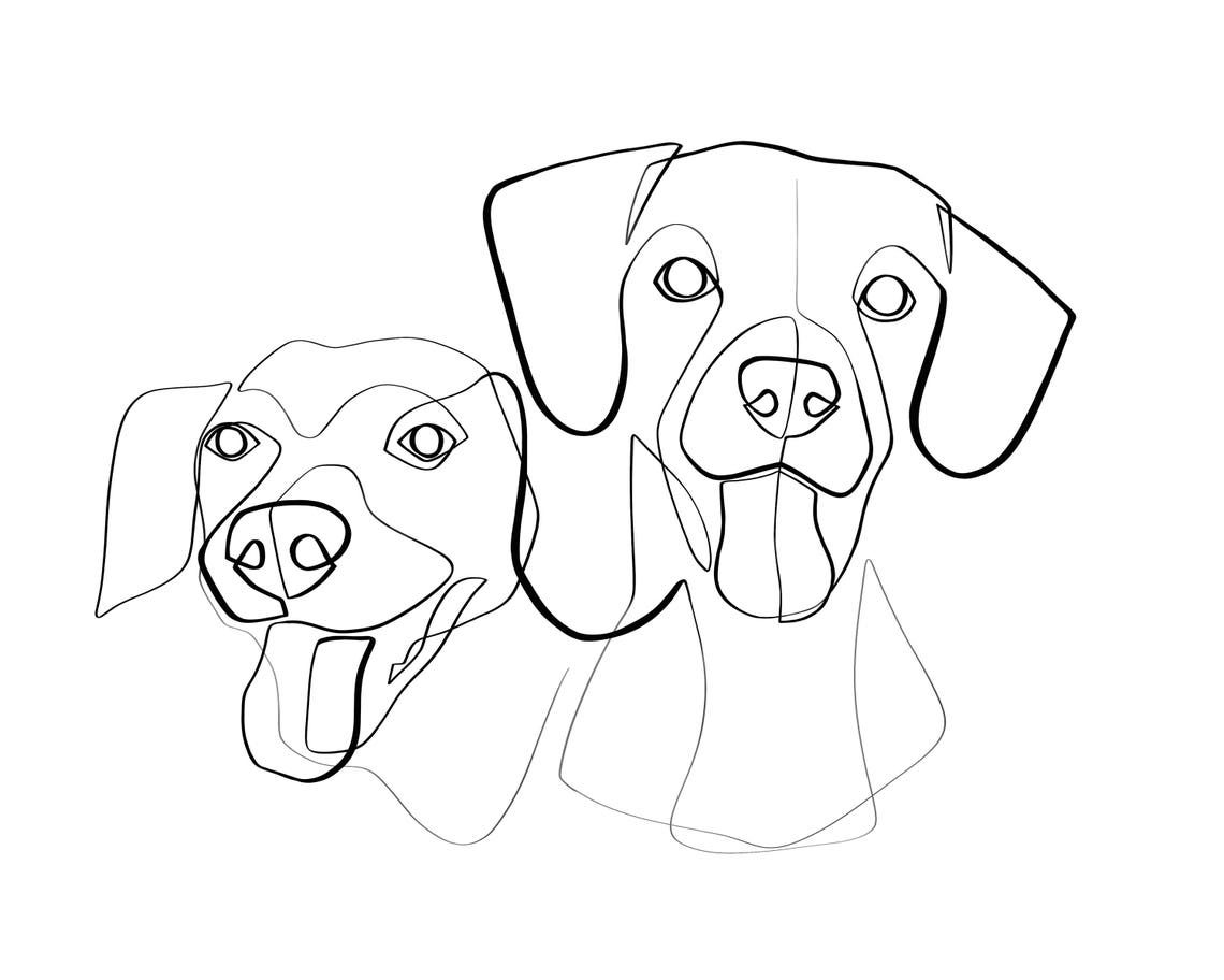 Pet Portrait Line Art Digital Custom Dog Portrait Dog Lover | Etsy