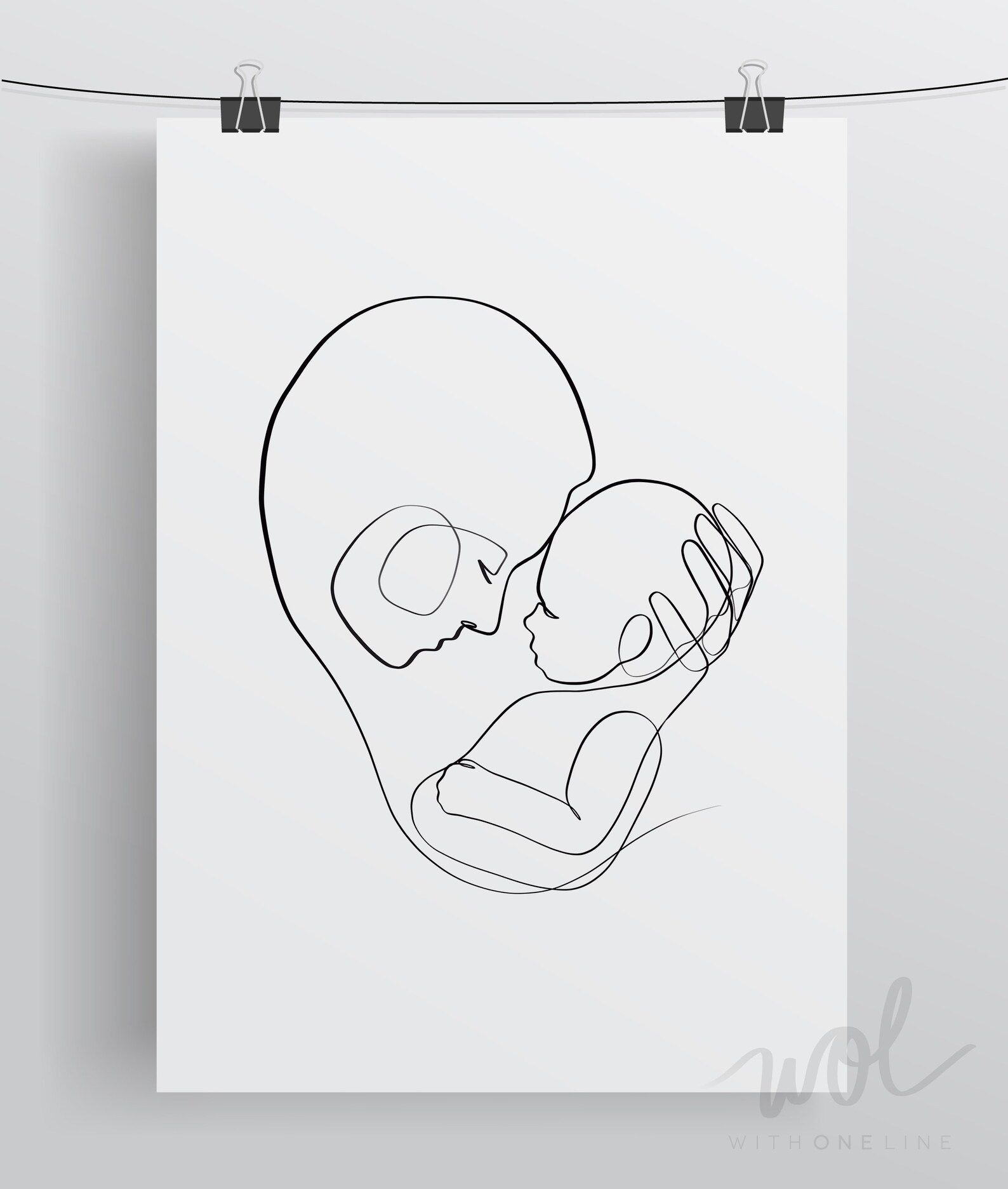 Mom and Baby Line Art Printable Line Art Mother and Child - Etsy
