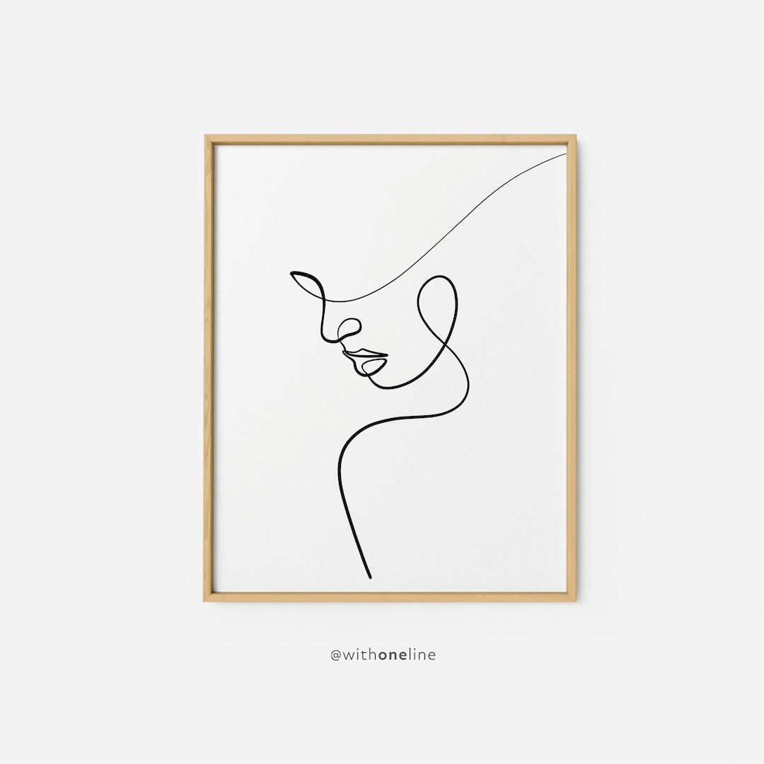 Minimalist Female Portrait Line Art Print (digital Download) - Etsy