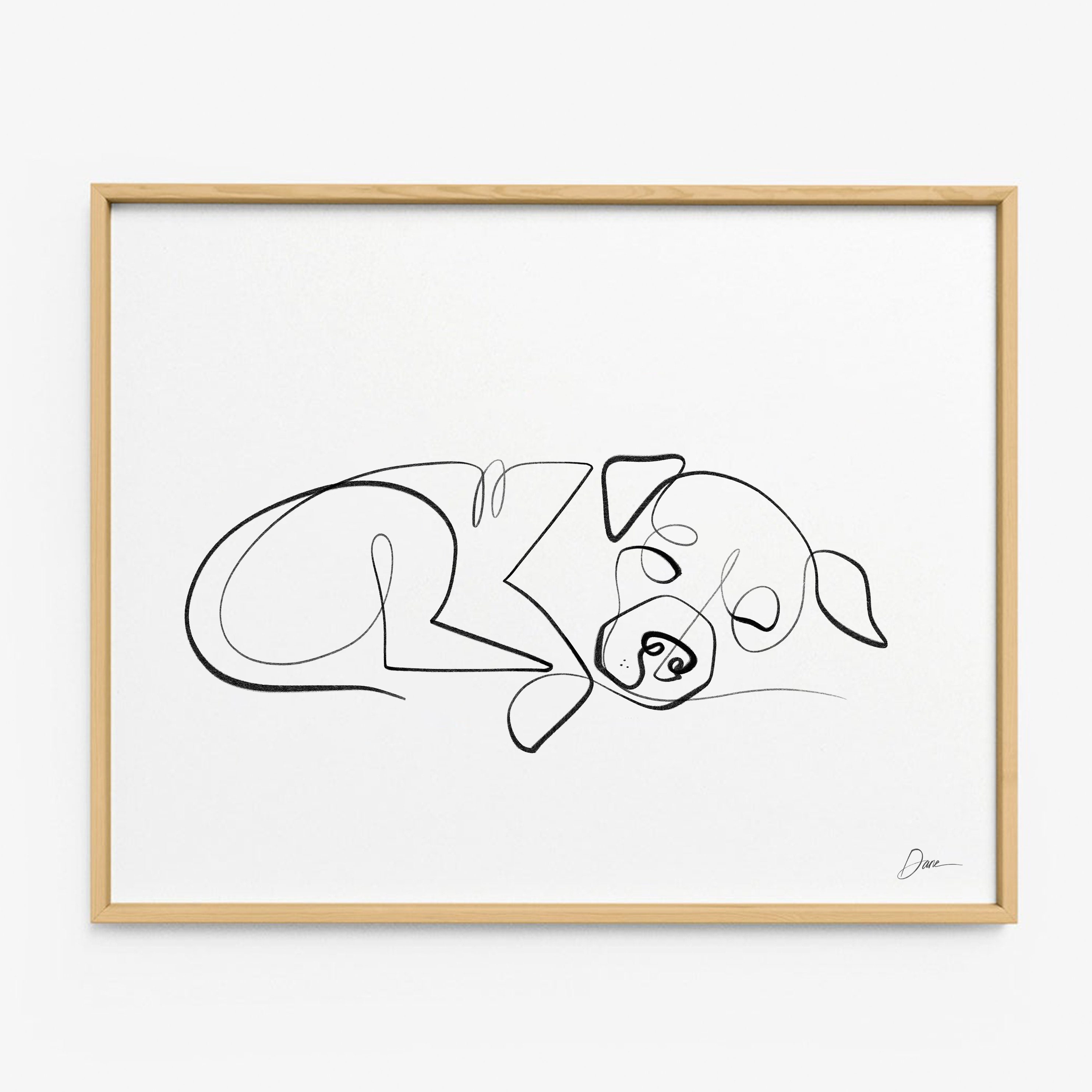 PITBULL DOG Wall Art Decor Pittie One Line Dog Drawing Pit - Etsy