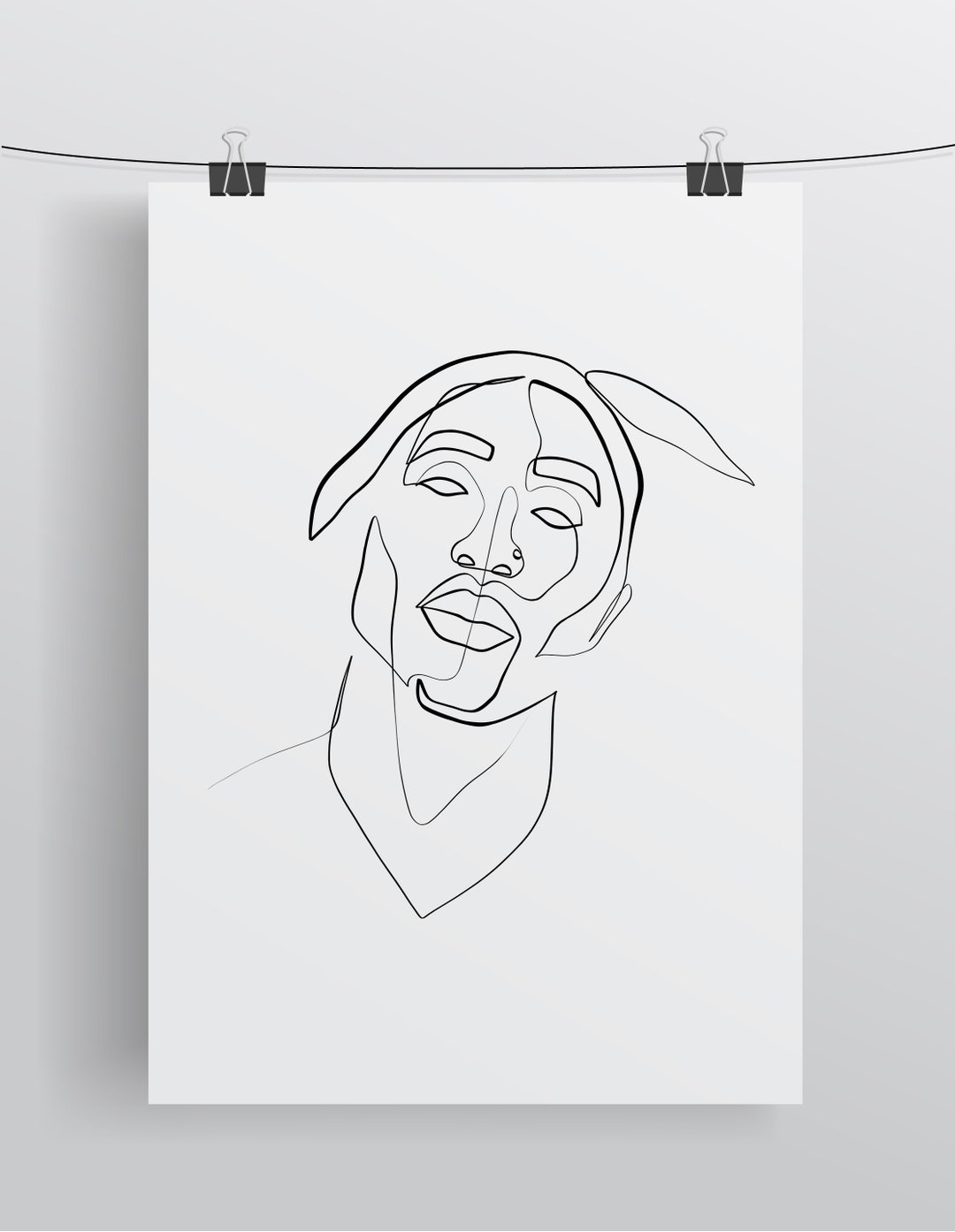 Tupac Shakur Line Art Print: Minimalist Portrait (digital Download) - Etsy