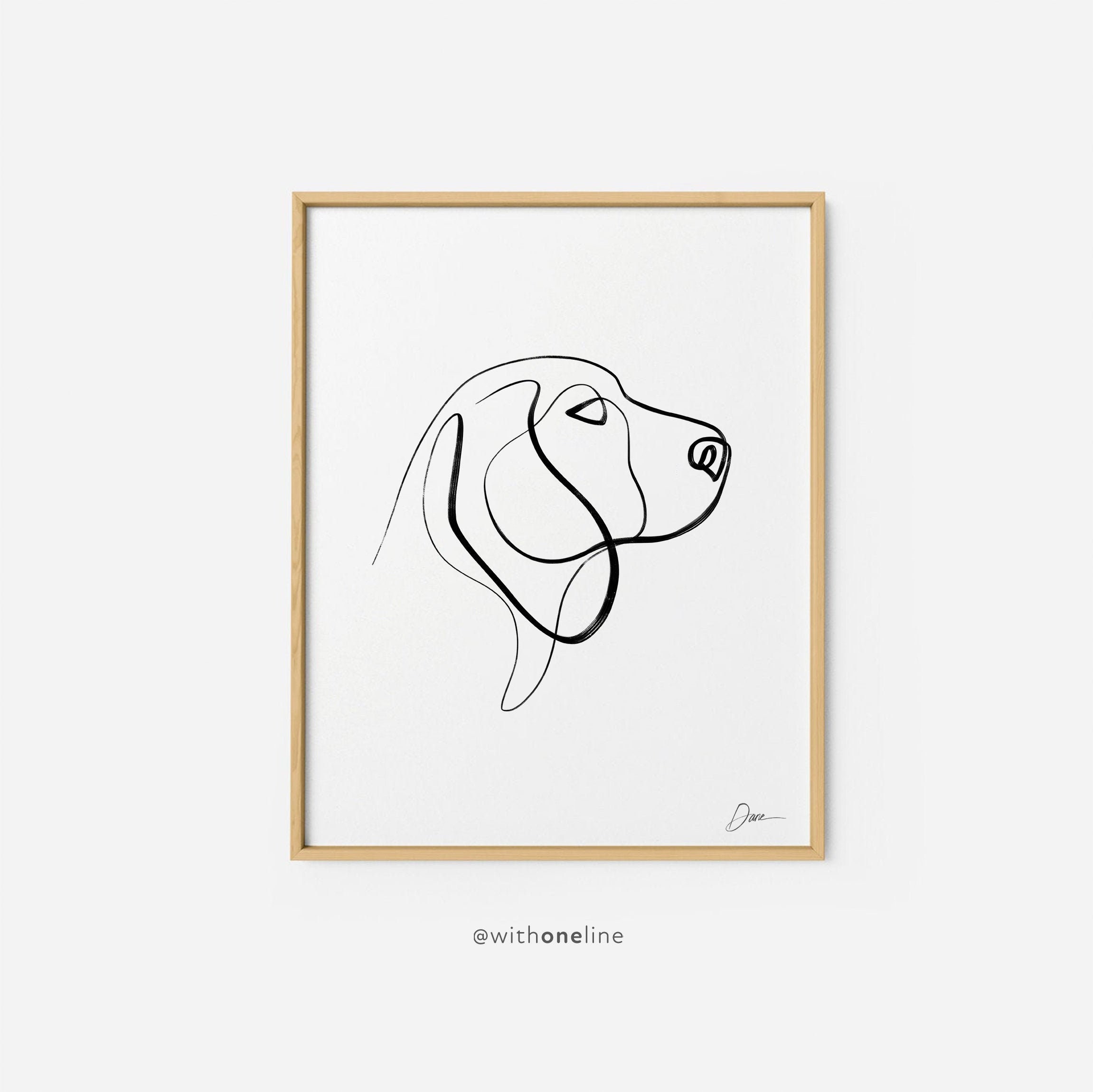 Beagle One Line Dog Portrait Art Print by Withoneline, Hound Dog Wall ...