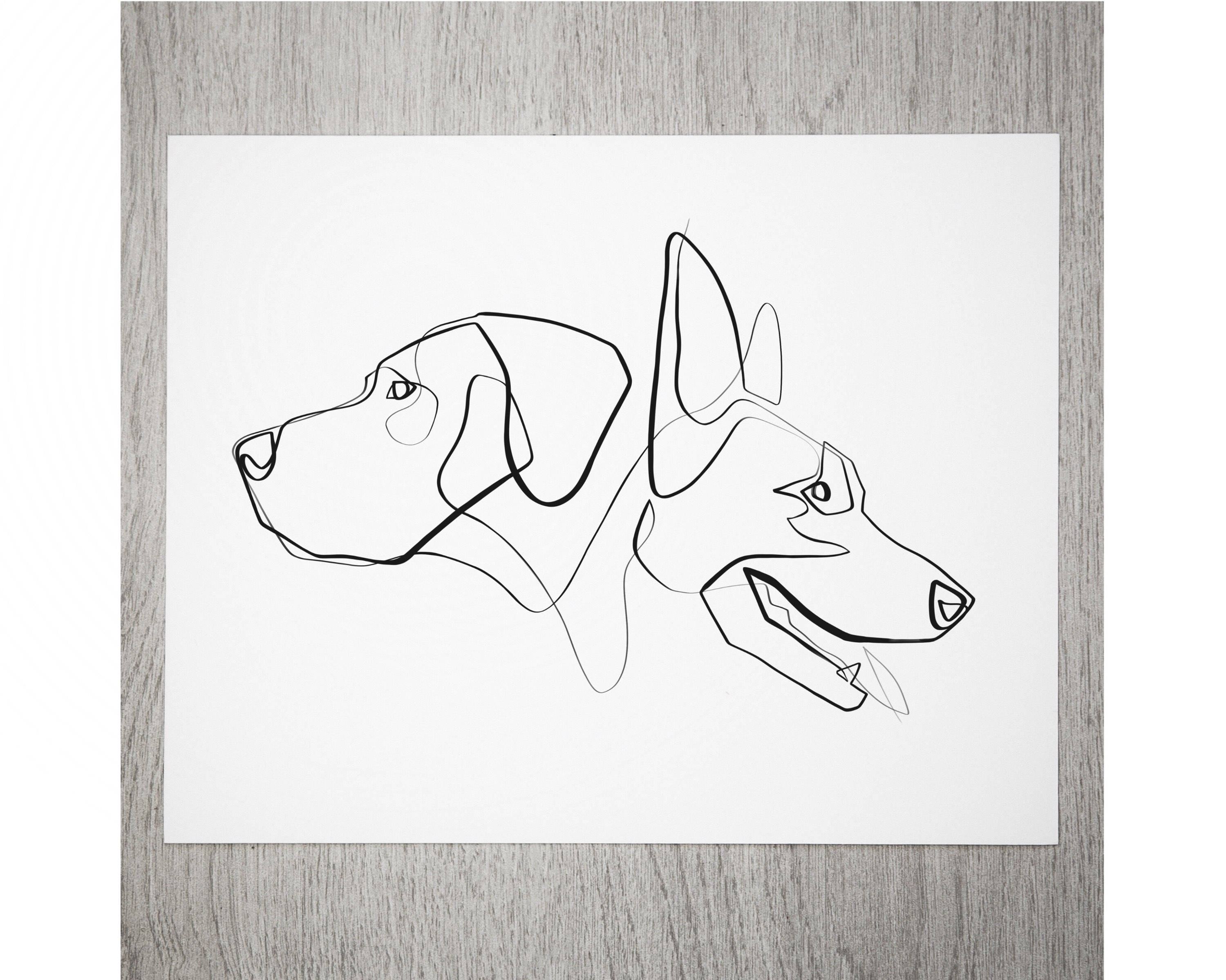Pet Portrait Line Art Digital Custom Dog Portrait Dog Lover | Etsy
