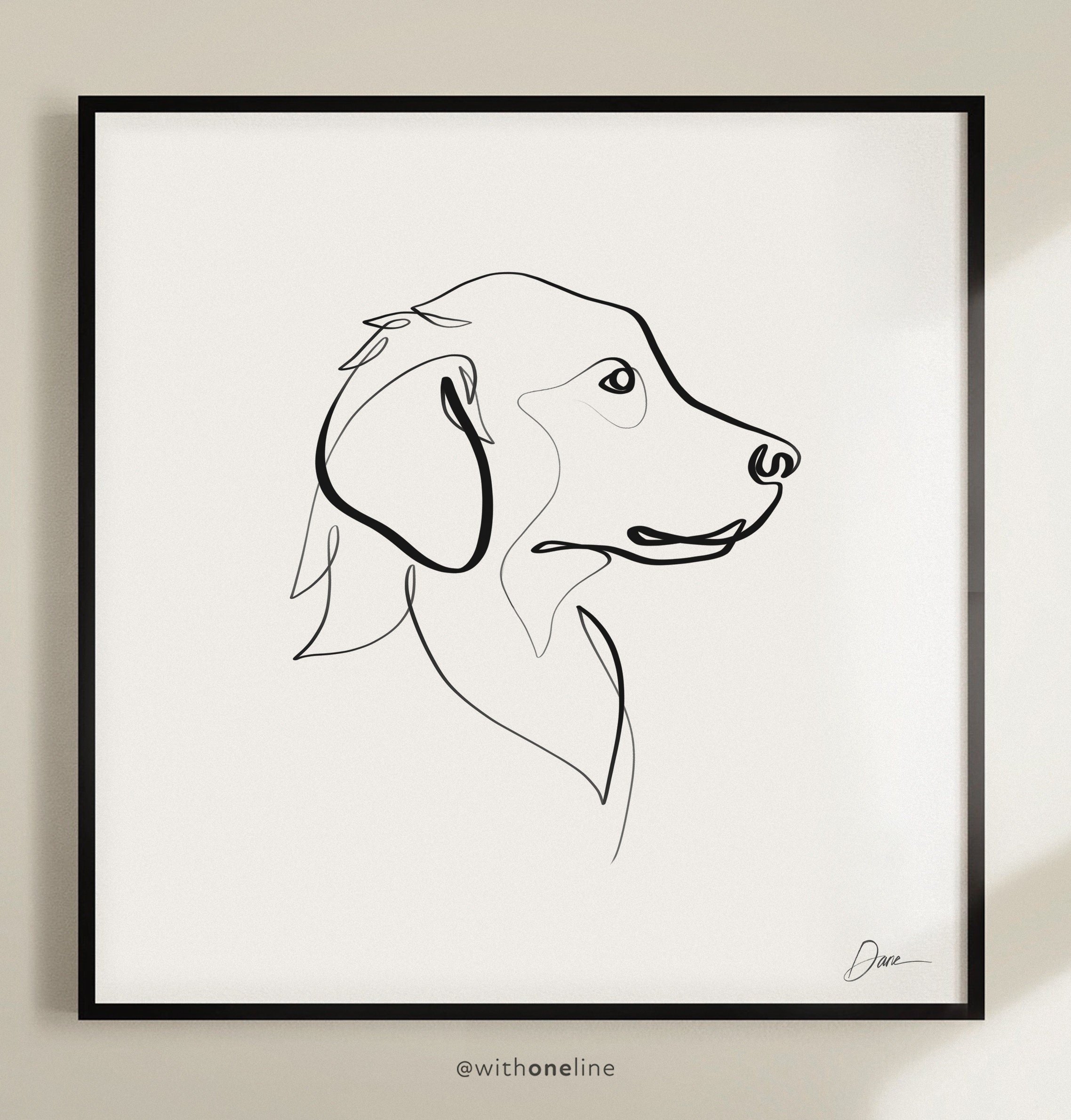 Golden Retriever Art Print Gift Minimalist Line Drawing Pet | Etsy