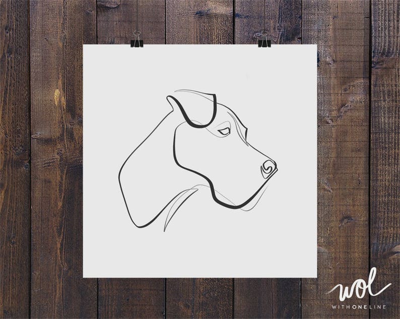 Great Dane Art Print Single Line Drawing Great Dane Gift | Etsy