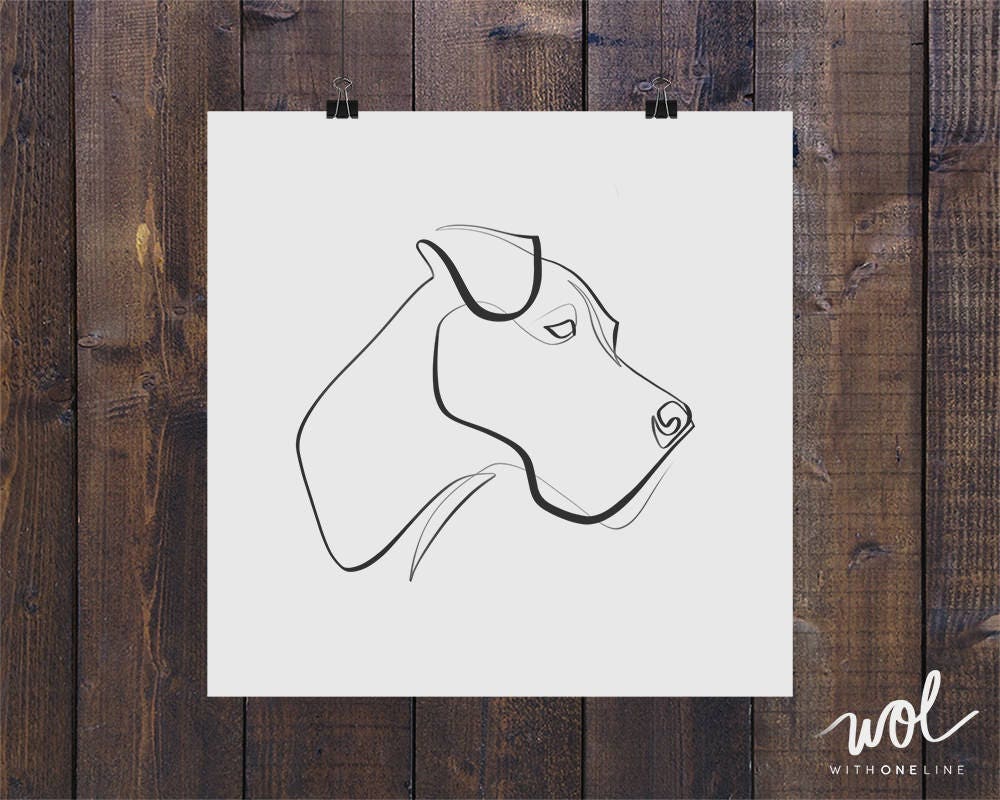 Great Dane Art Print Single Line Drawing Great Dane Gift | Etsy