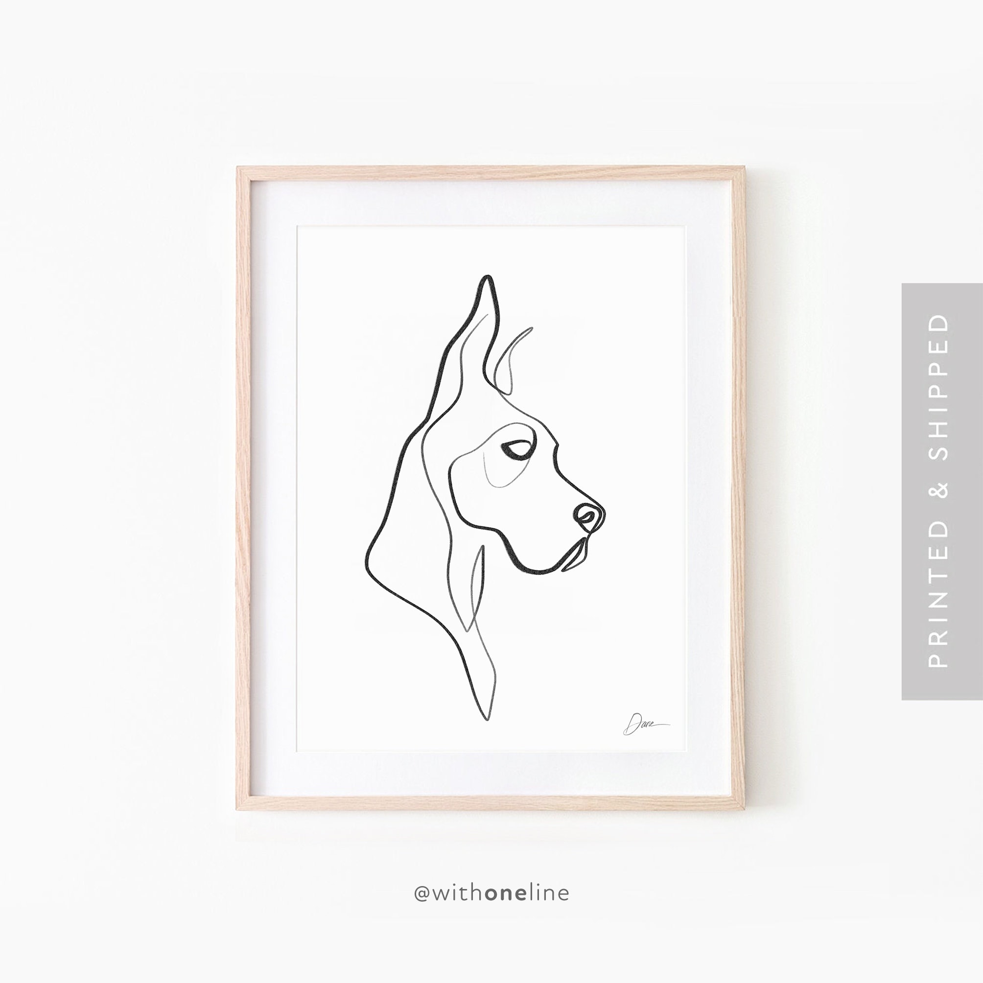 GREAT DANE One Line Art | Continuous Drawing, Great Dane Portrait ...