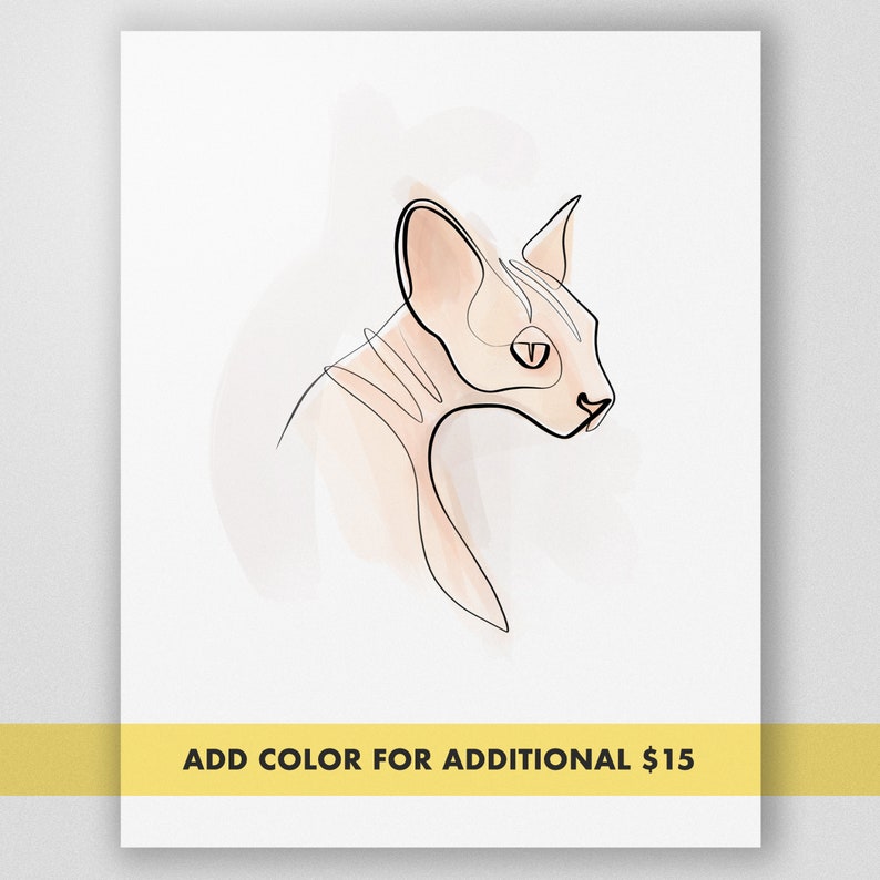 Custom Cat Portrait One Line Drawing Minimal Cat Line Art Etsy