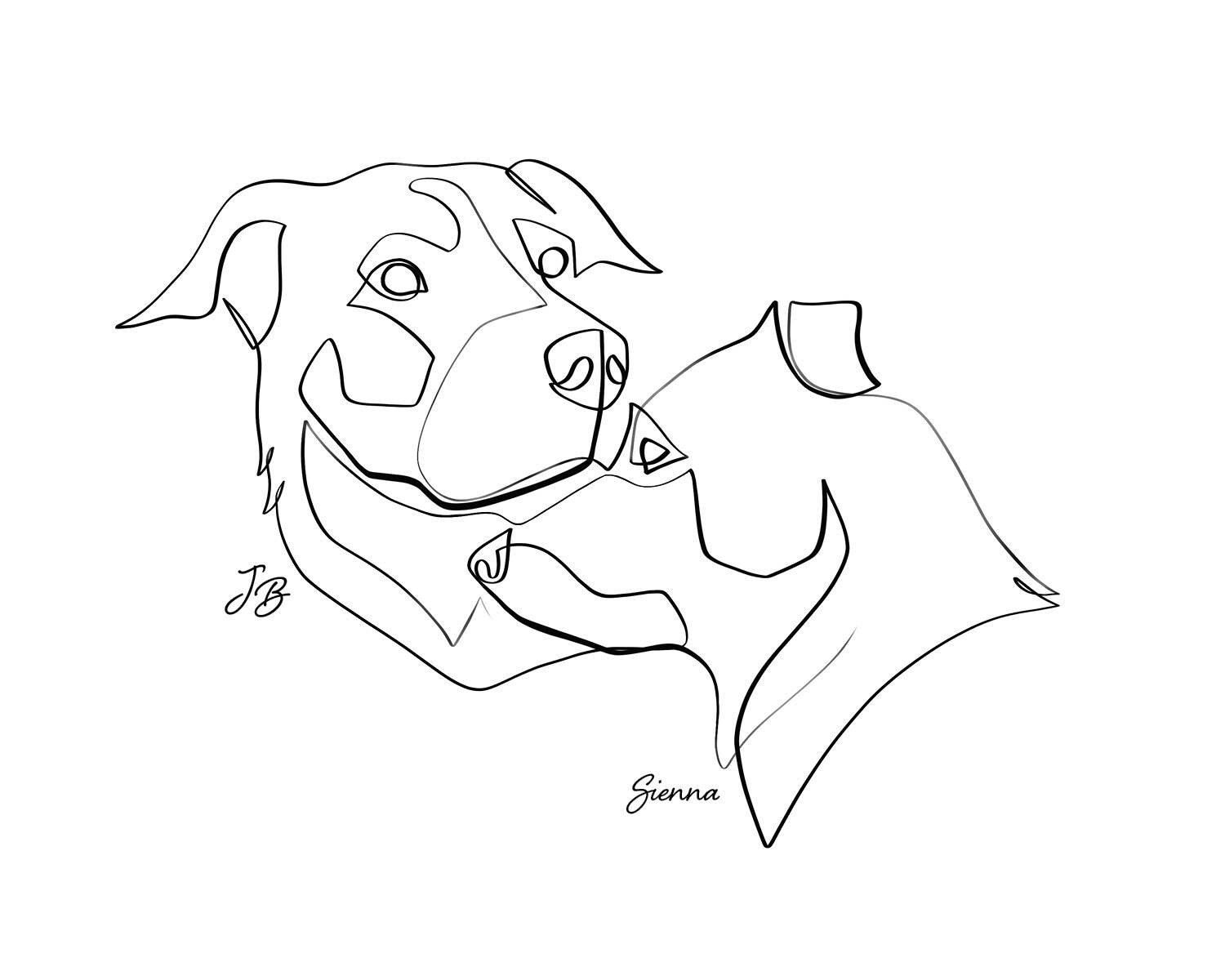 Pet Portrait Line Art Digital Custom Dog Portrait Dog Lover - Etsy