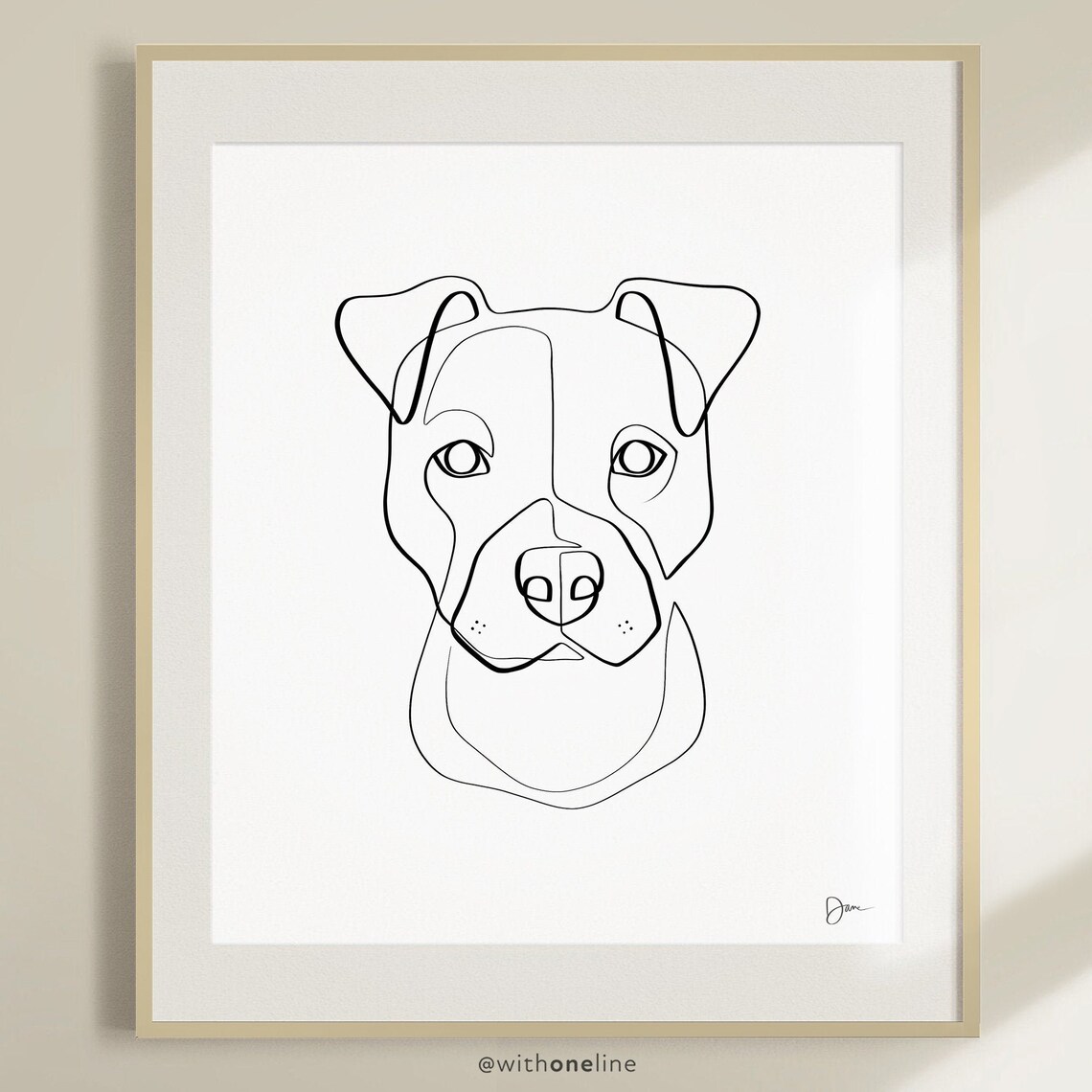 PITBULL DOG Mom Art Print, Animal Line Art, Pit Bull Dog, Minimal One ...