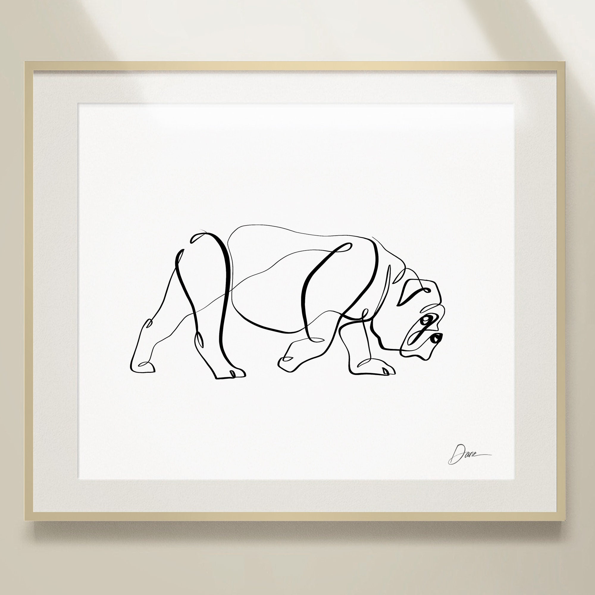 English Bulldog Line Art Print Minimal Animal Drawing Single | Etsy