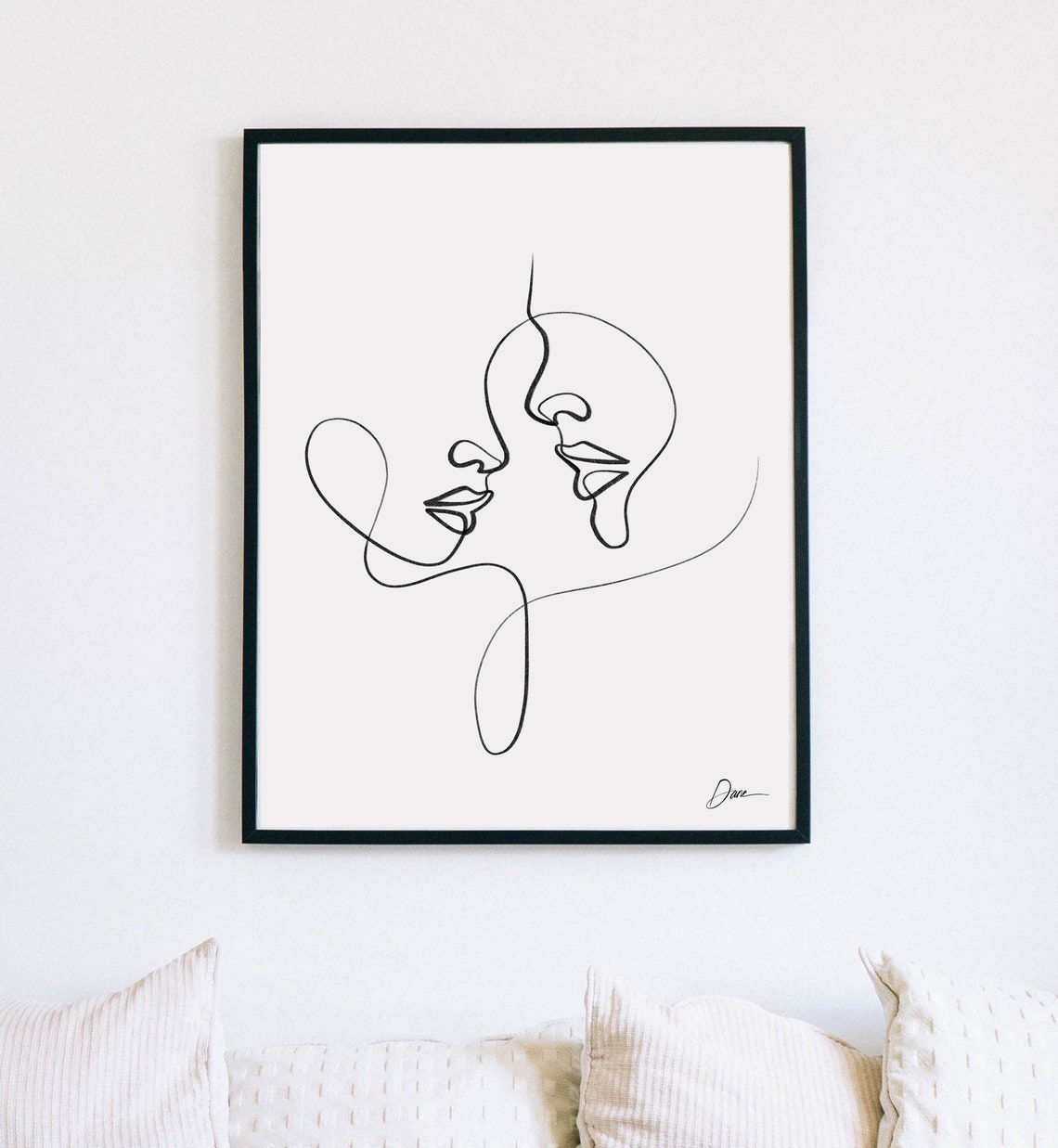 One Line Couple Large Wall Art Print Erotic Line Drawing | Etsy