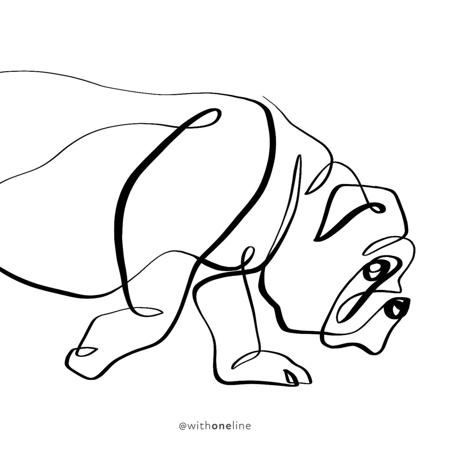 English Bulldog Line Art Print Minimal Animal Drawing Single | Etsy