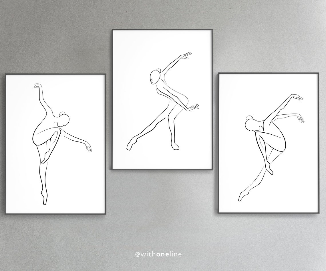 Set of 3 Ballet Dancers, Printable Ballet Art, Minimal Dance Art ...