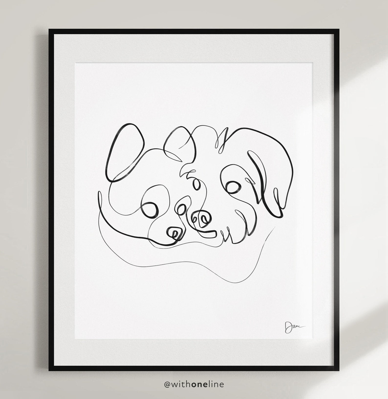 Pet Portrait Line Art Digital Custom Dog Portrait Dog Lover | Etsy