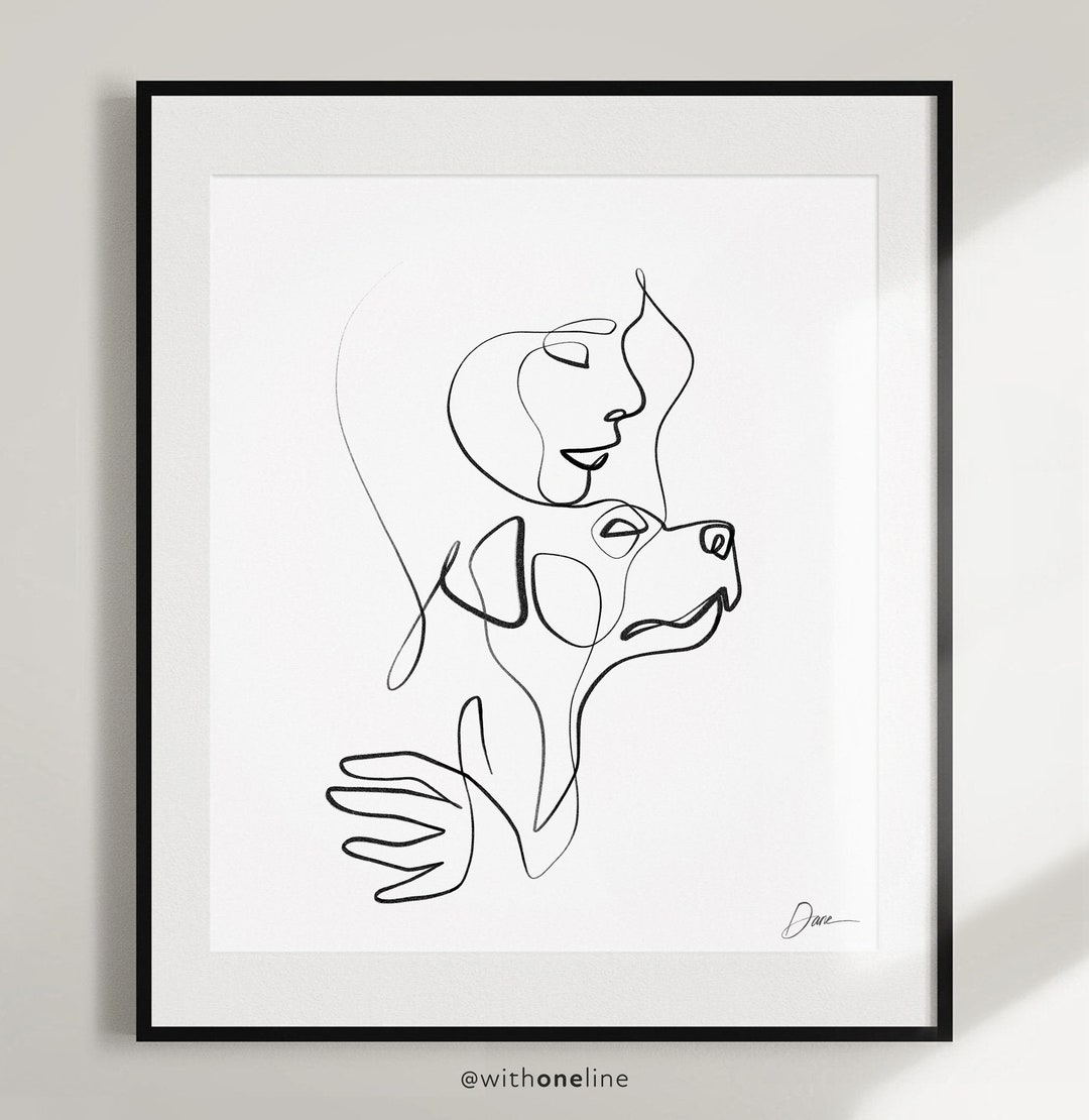 DOG MOM GIFTS | Large Dog Wall Minimalist Line Art Print by With One ...