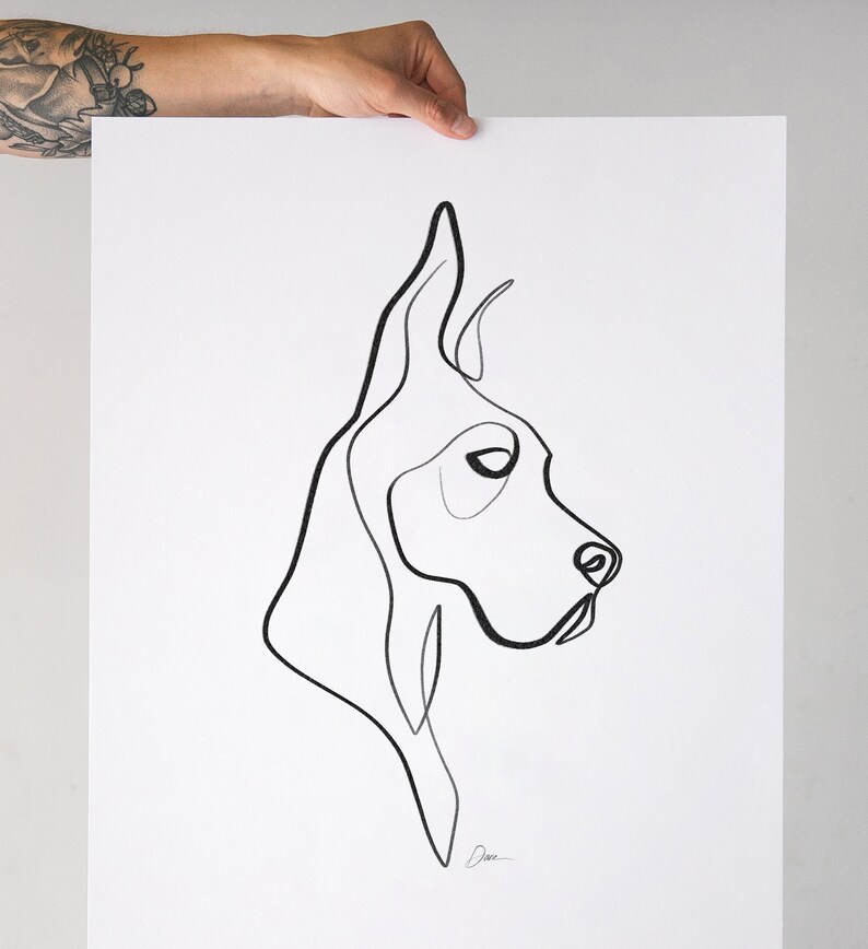 GREAT DANE One Line Art Continuous Drawing Great Dane - Etsy