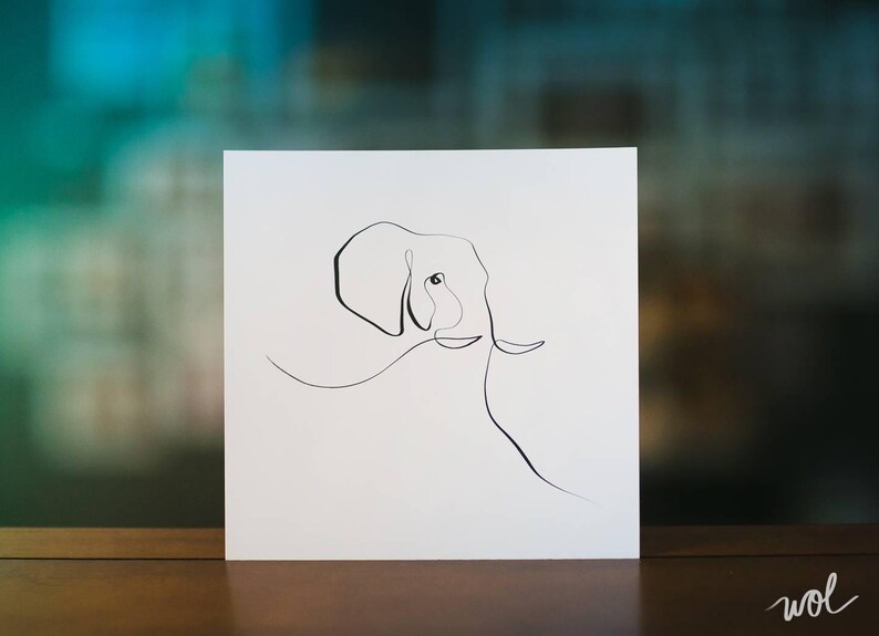 Elephant Art Print Calligraphy Single Line Drawing Limited - Etsy
