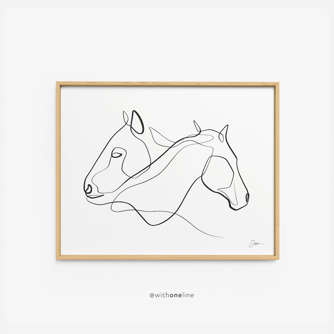 Horse One Line Drawing Art Print | Horse Wall Decor | Horse Wall Art ...
