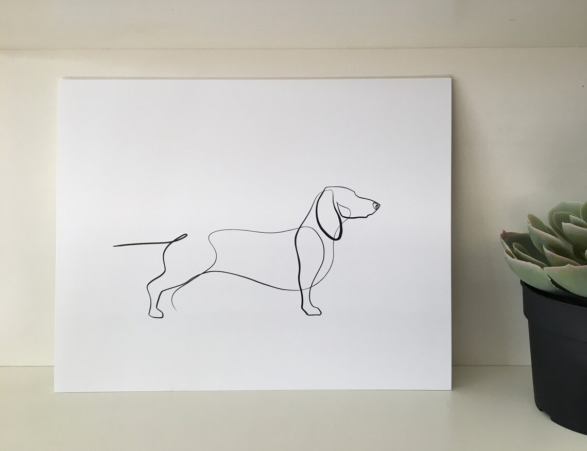 Dachshund One Line Art Print: Minimalist Dog Lover Gift - Etsy