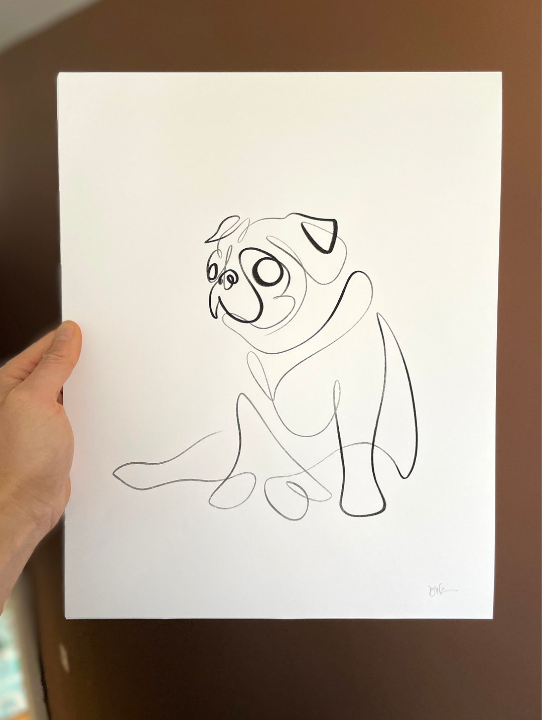 Pug Gifts Art Prints, Unique Pugs Dog Drawing by With One Line - Etsy