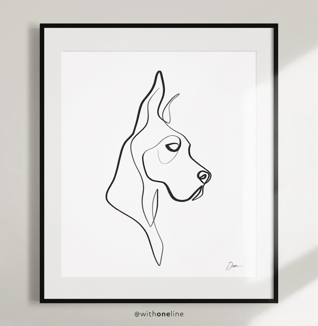 GREAT DANE One Line Art | Continuous Drawing, Great Dane Portrait ...
