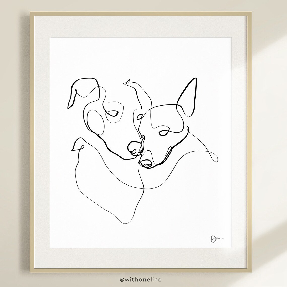Pet Portrait Line Art Digital Custom Dog Portrait Dog Lover | Etsy