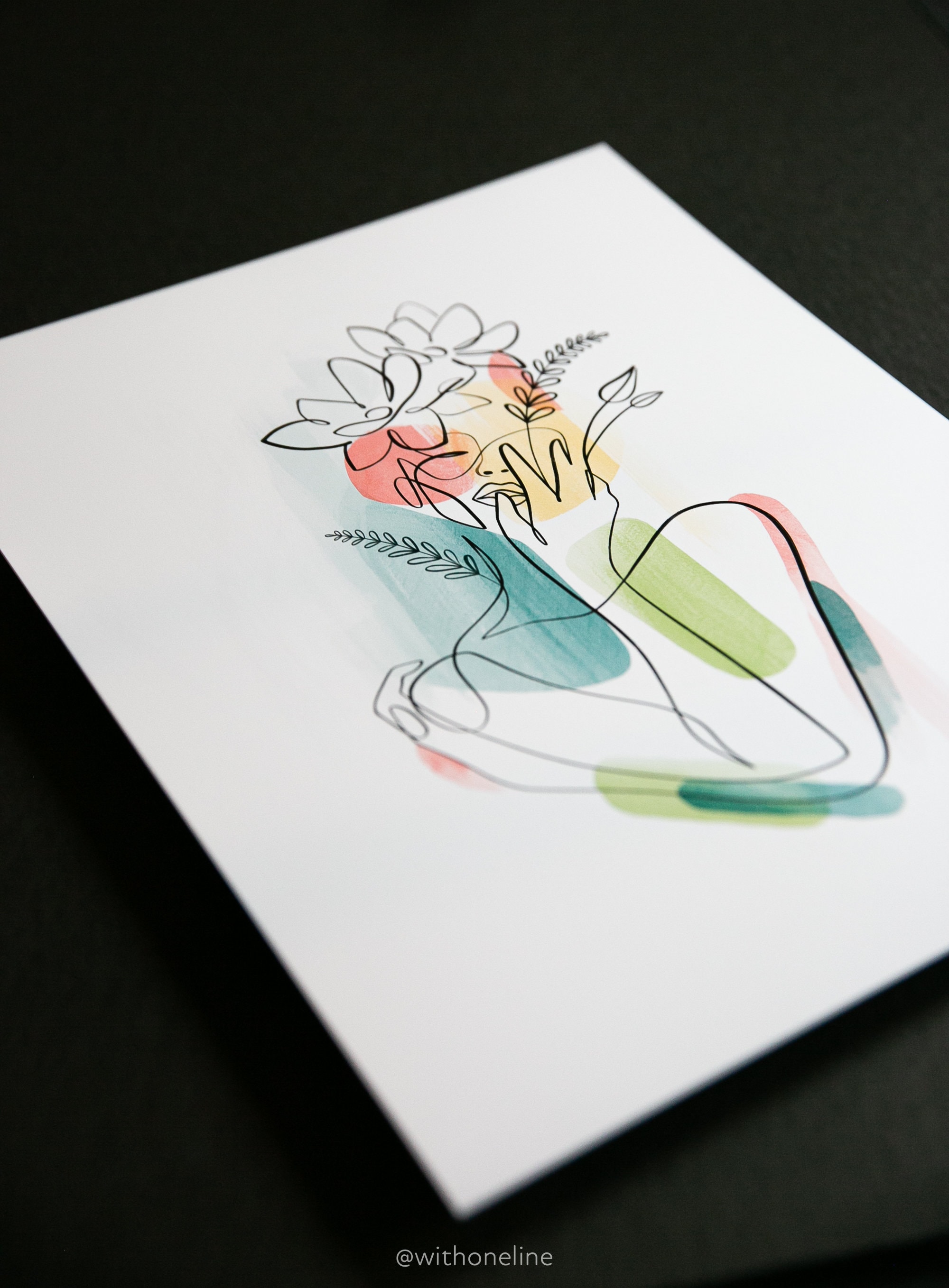 Plant Lady Female Line Drawing Boho Line Art Botanical Naked - Etsy