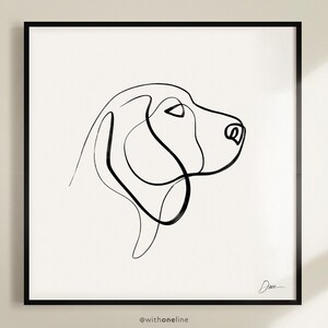 Beagle One Line Dog Portrait Art Print by Withoneline, Hound Dog Wall ...
