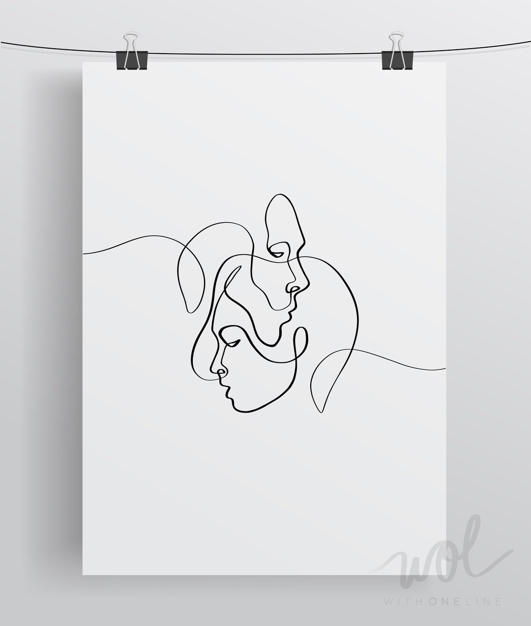 Abstract Couple One Line Art Print: Minimalist Line Drawing (digital ...