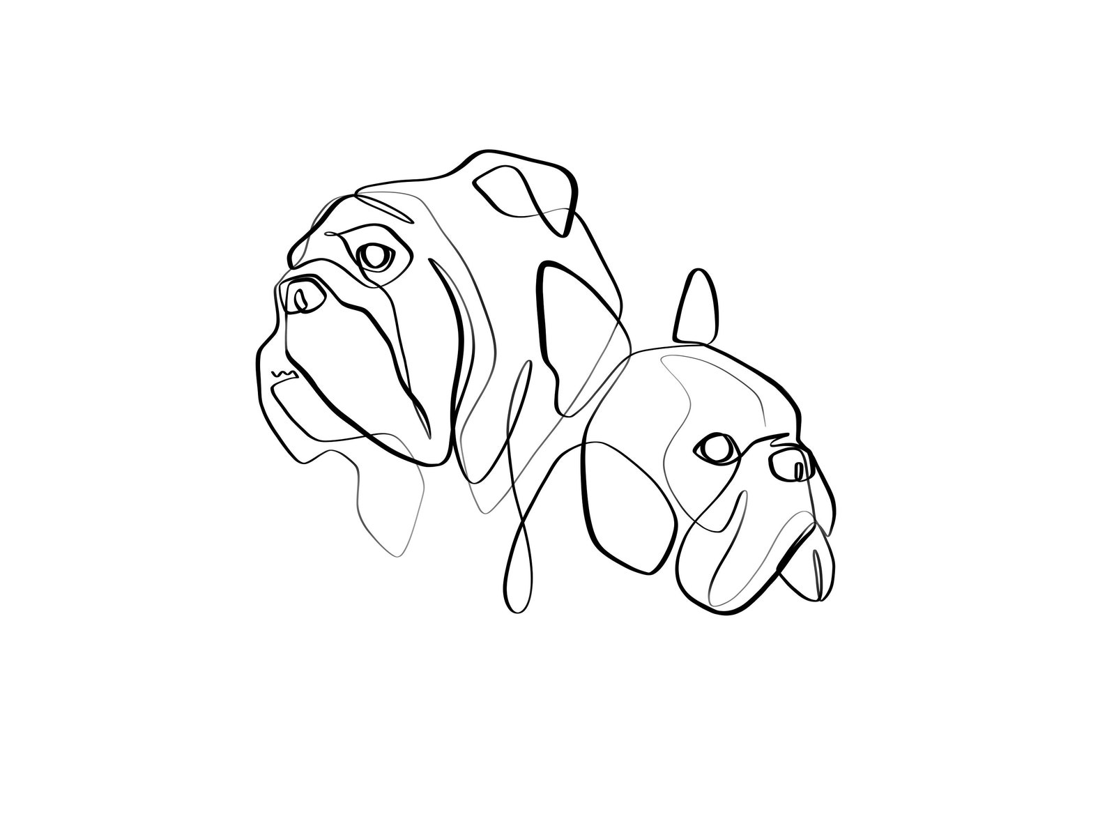 Pet Portrait Line Art Digital Custom Dog Portrait Dog Lover | Etsy