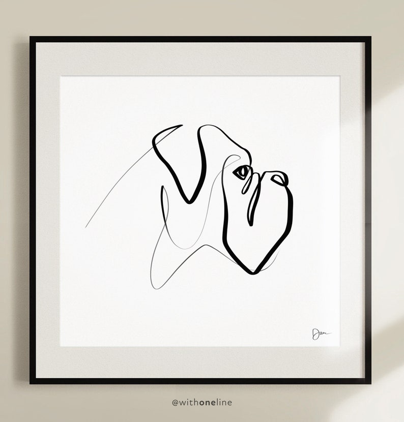 Boxer Dog Art Print Boxer Wall Art One Line Drawing Line - Etsy