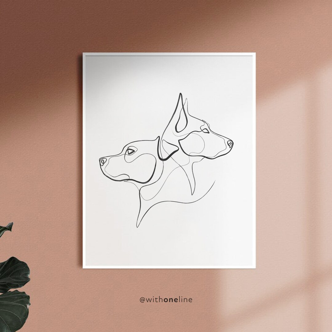 Pet Portrait, Line Art Digital Custom Dog Portrait, Dog Lover Gift ...