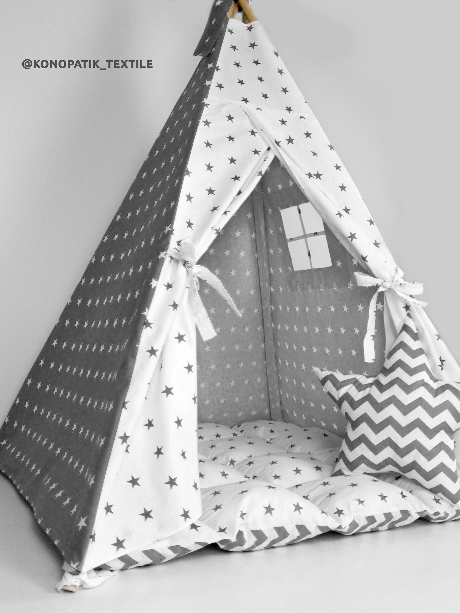 Teepee for Kids Customized From Cotton Gray Stars Teepee Tent - Etsy